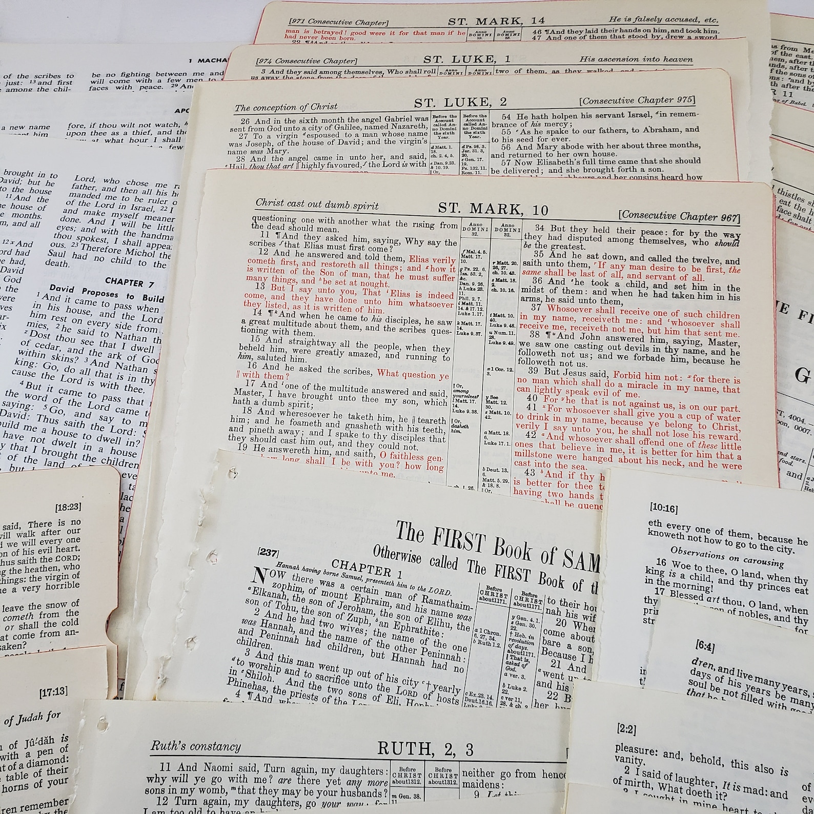 50 Vintage LARGE Holy Bible Pages Christian Worship Word of God New ...