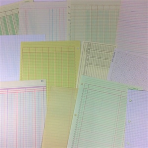 30 Old Ledger Graph Paper Sheets Pages Vintage Book Scrapbook Junk ...