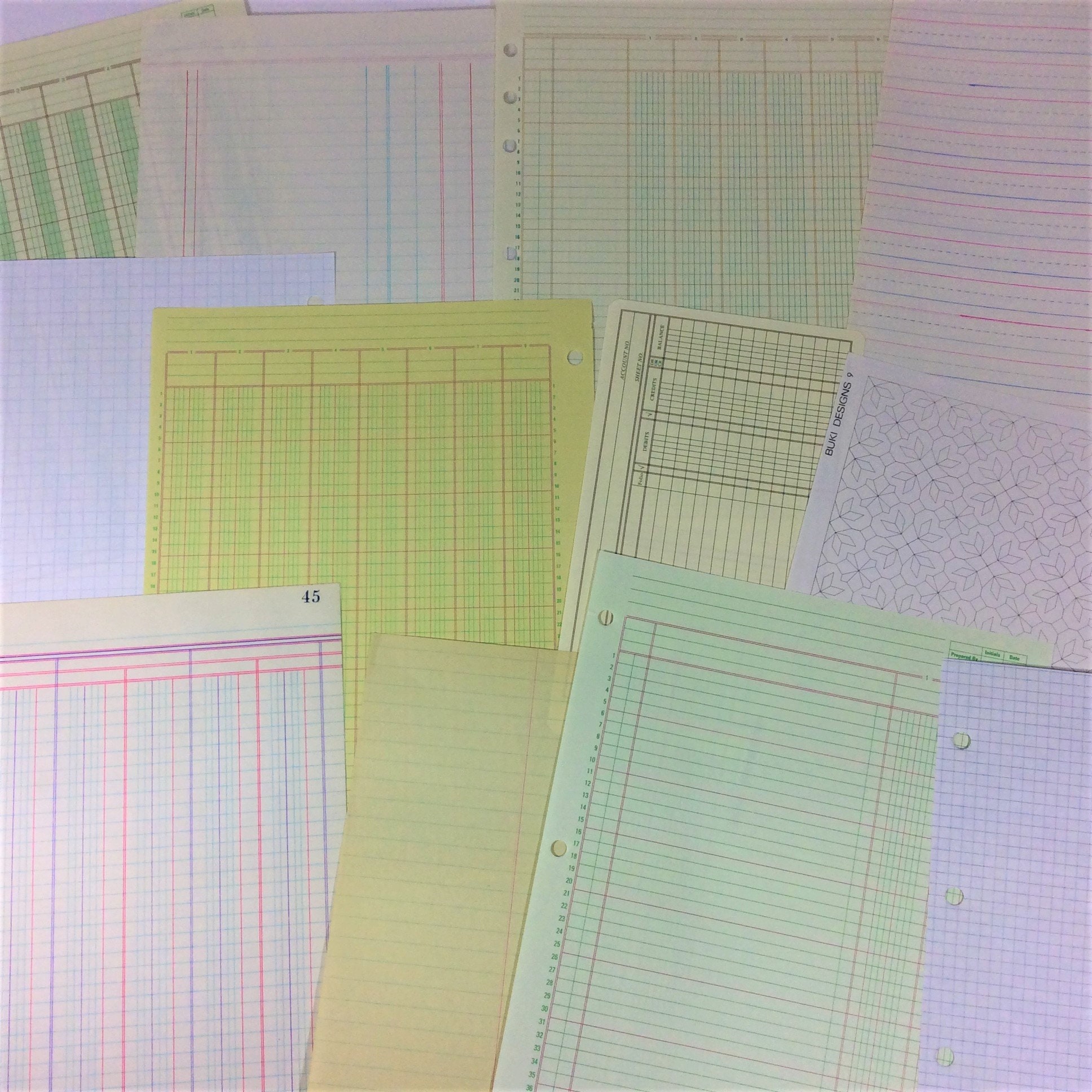 30 Old Ledger Graph Paper Sheets Pages Vintage Book Scrapbook | Etsy