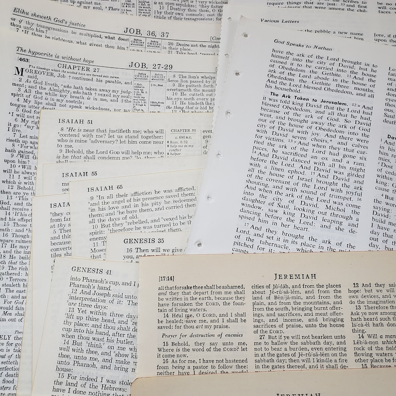 50 Vintage LARGE Holy Bible Pages Christian Worship Word of God New ...