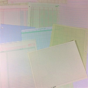30 Old Ledger Graph Paper Sheets Pages Vintage Book Scrapbook Junk ...