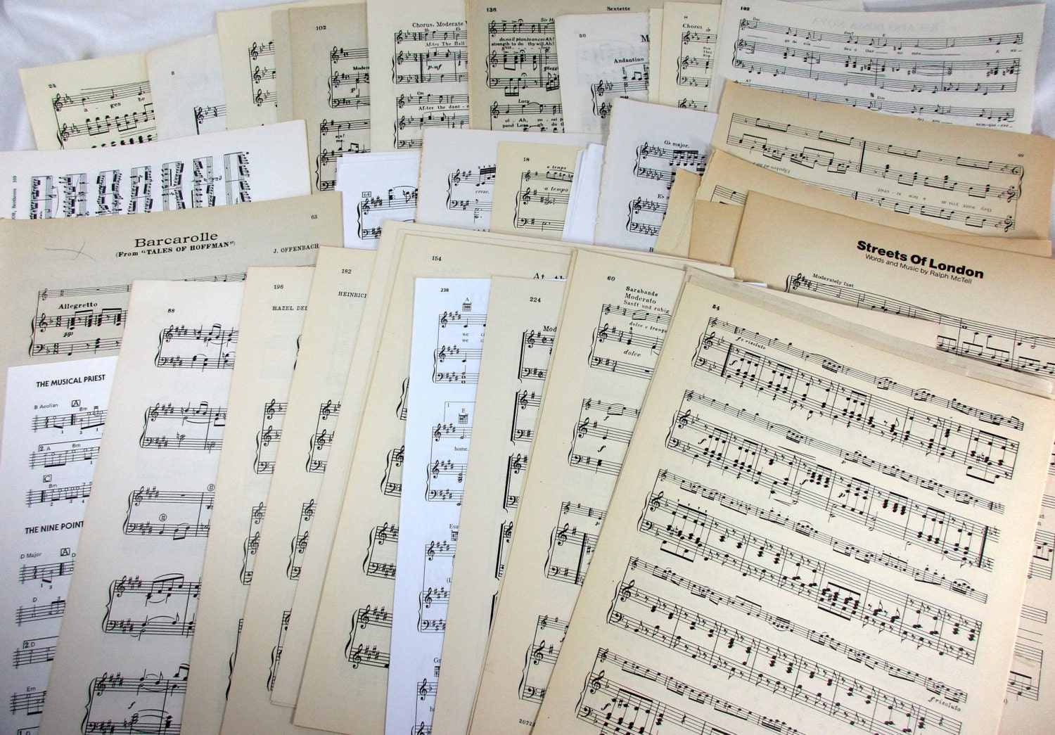 50+ LARGE Old Sheet Music Pages, Vintage Hymn Piano Book Antique Craft ...