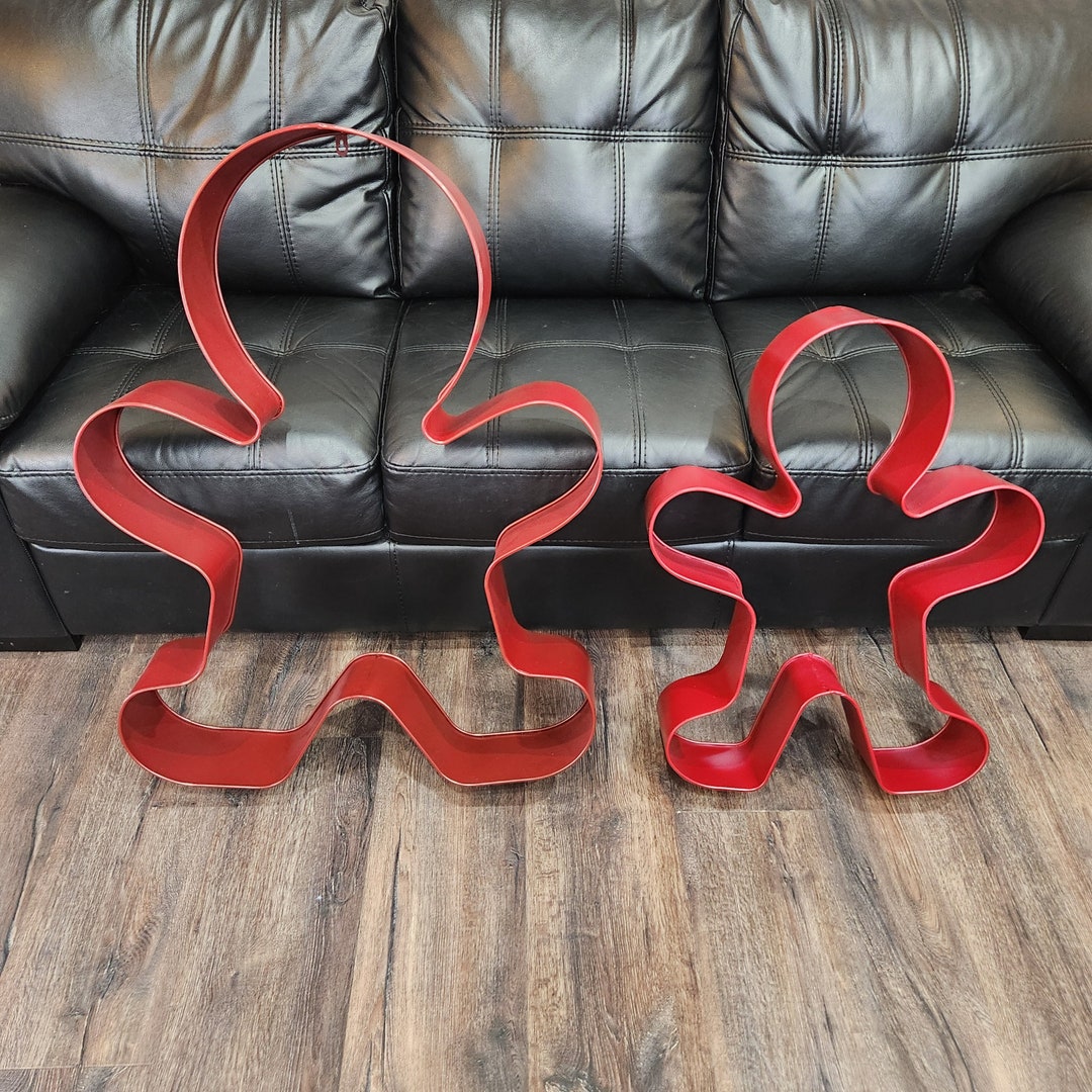 2 Giant Red Metal Gingerbread Man Cookie Cutter Style Home Decoration ...
