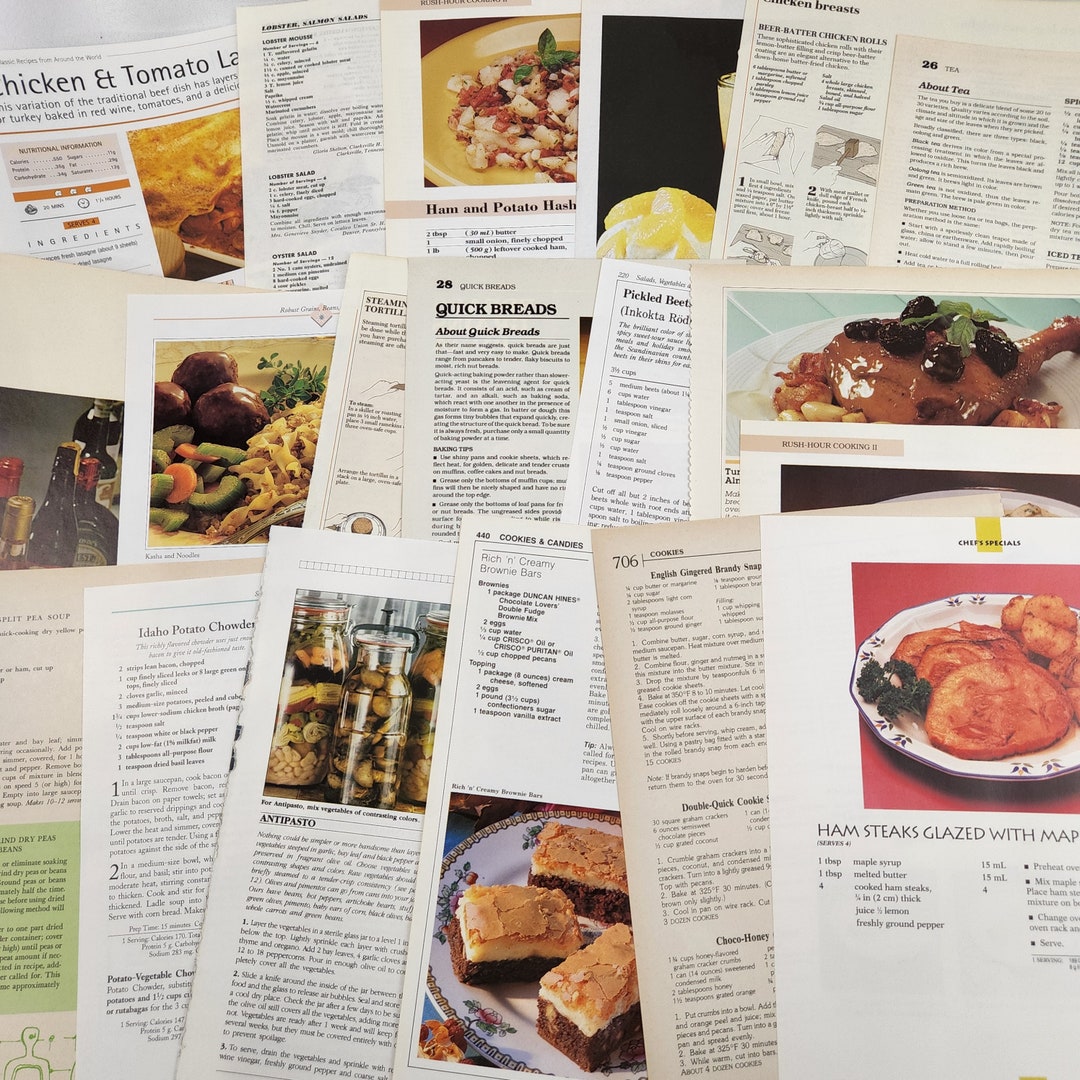 50 Cookbook Pages Scrapbook Sheets Recipes Chef Collage Art Photo Food ...