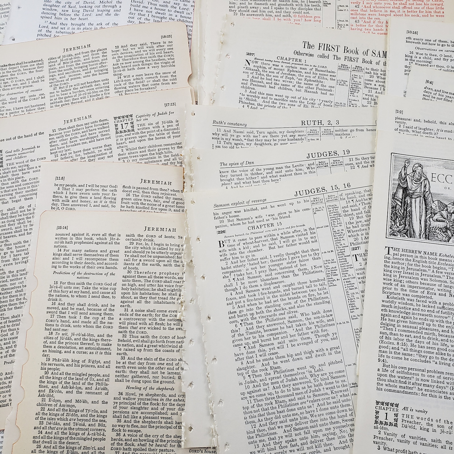 50 Vintage LARGE Holy Bible Pages Christian Worship Word of God New ...