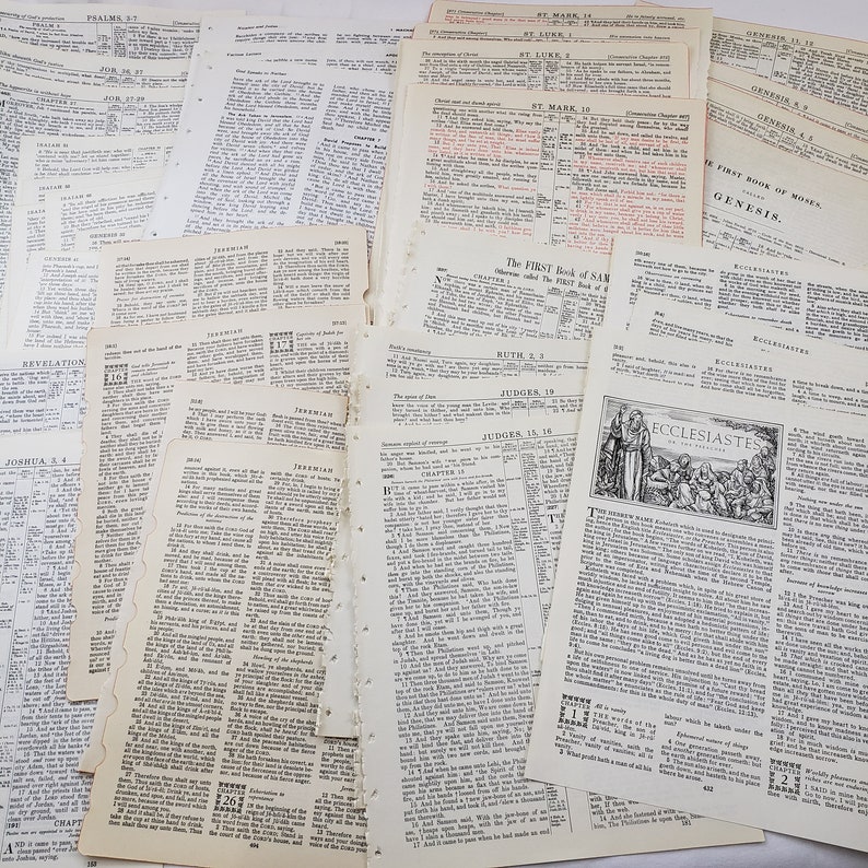 50 Vintage LARGE Holy Bible Pages Christian Worship Word of - Etsy