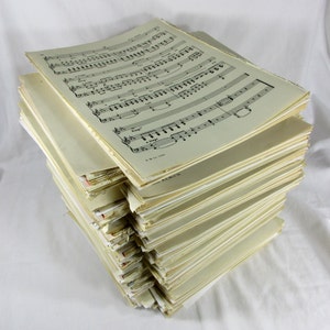 50+ LARGE Old Sheet Music Pages, Vintage Hymn Piano Book Antique Craft ...