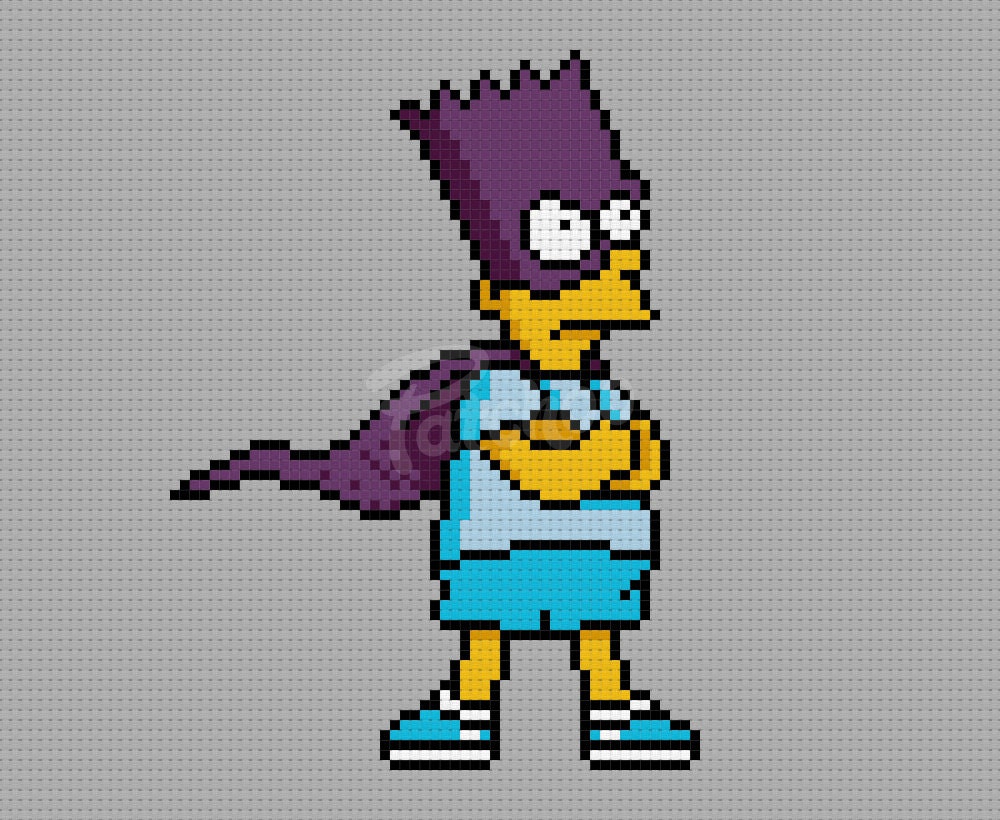 Bartman, Bart Simpson, the Simpsons - Cross Stitch Pattern (PDF ...