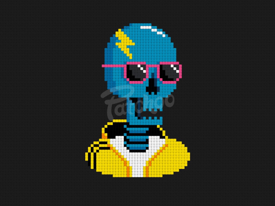Mr 80’s Skeleton is One Cool Dude! - Cross Stitch Pattern (PDF ...