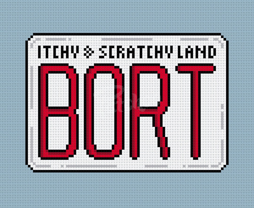 BORT License Plate, the Simpsons - Cross Stitch Pattern (pdf) - INSTANT ...