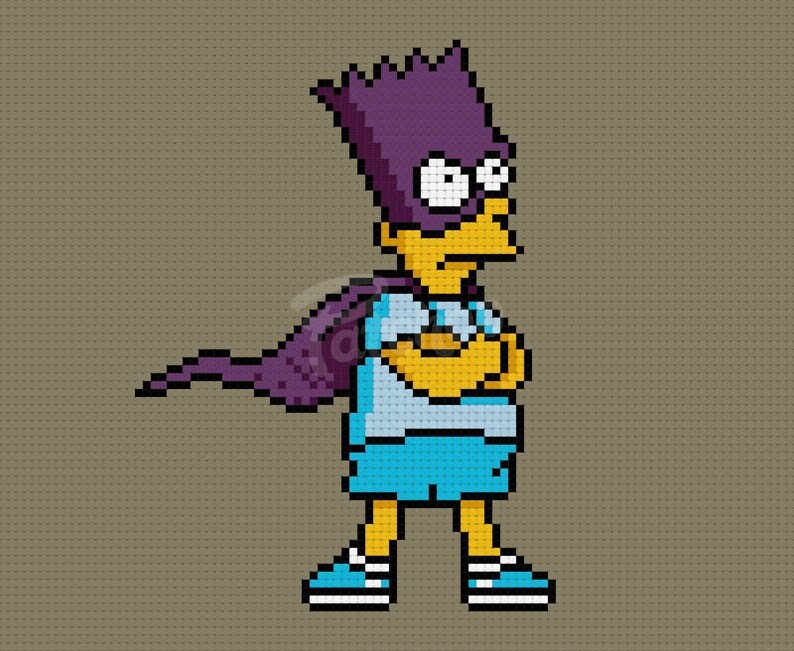 Bartman, Bart Simpson, the Simpsons - Cross Stitch Pattern (PDF ...