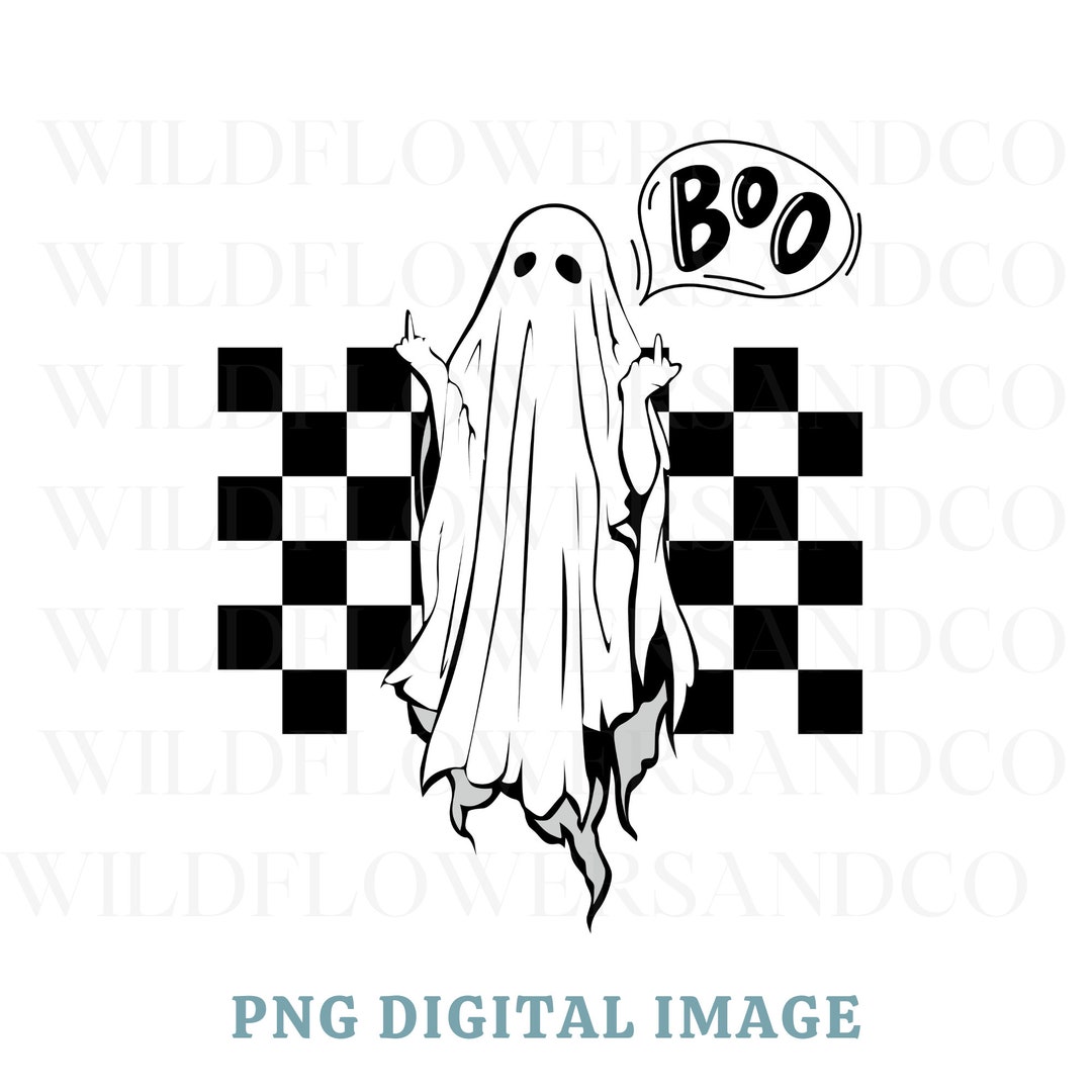 Middle Finger Ghost Png BOO Flipping off F You Ghost Fall Retro Checker ...