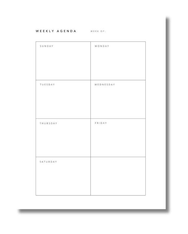 Weekly Agenda (fillable) - Planning for the Minimalist | Digital File ...