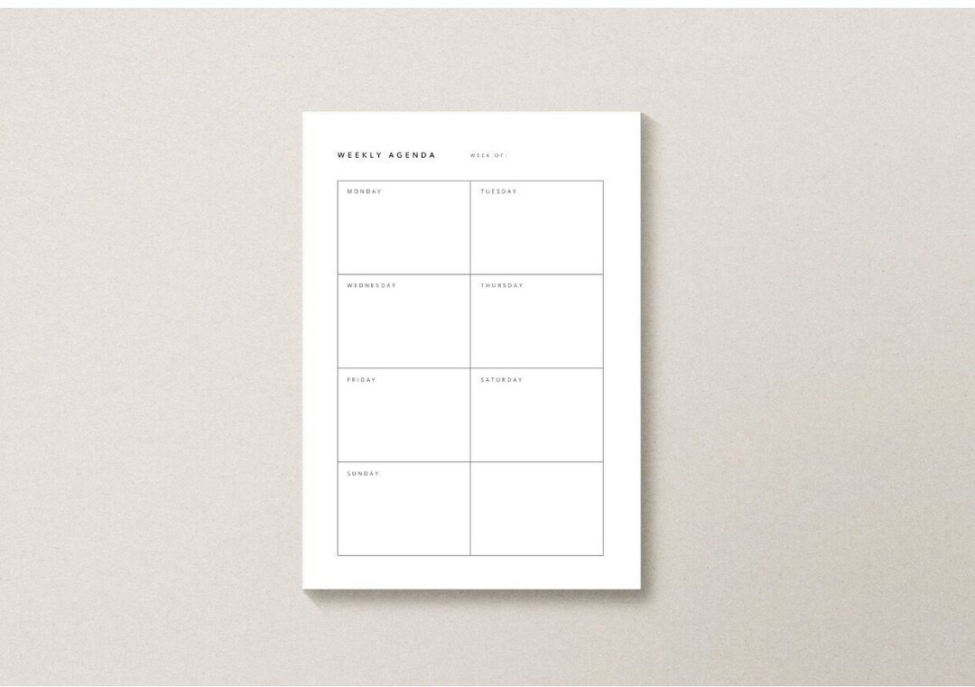 Weekly Agenda (fillable) - Planning for the Minimalist | Digital File ...
