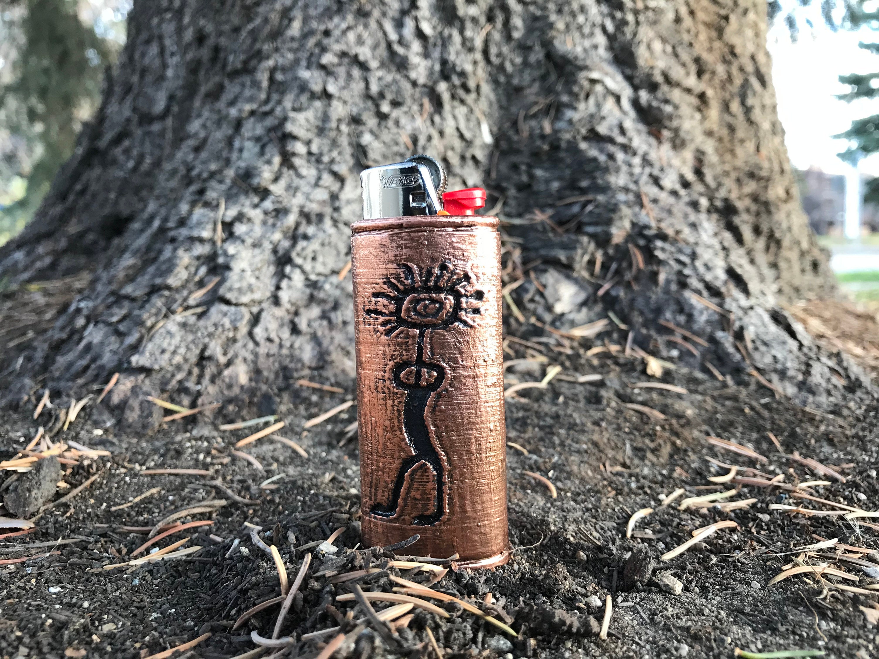 Petroglyph Copper Lighter Case Gitchi Manitou ancient | Etsy