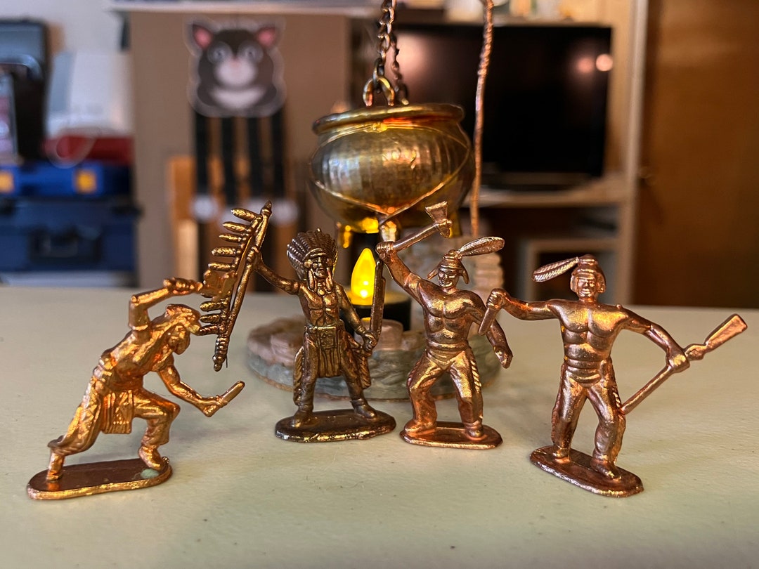 Four Copper Native Americans Figurines Miniatures Figurine Cowboys and ...