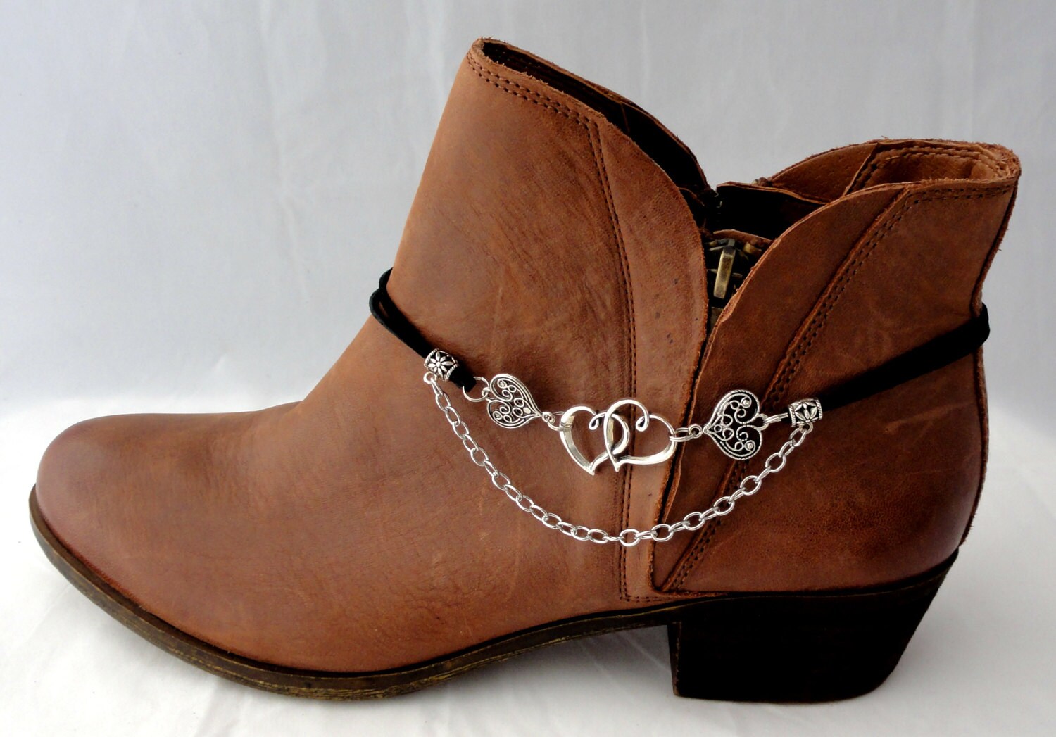 Boot Chains Bracelet Double Hearts With Chain Boot Bracelet - Etsy UK