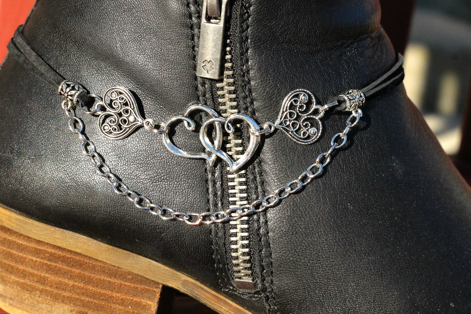 Boot Chains Bracelet Double Hearts With Chain Boot Bracelet - Etsy UK