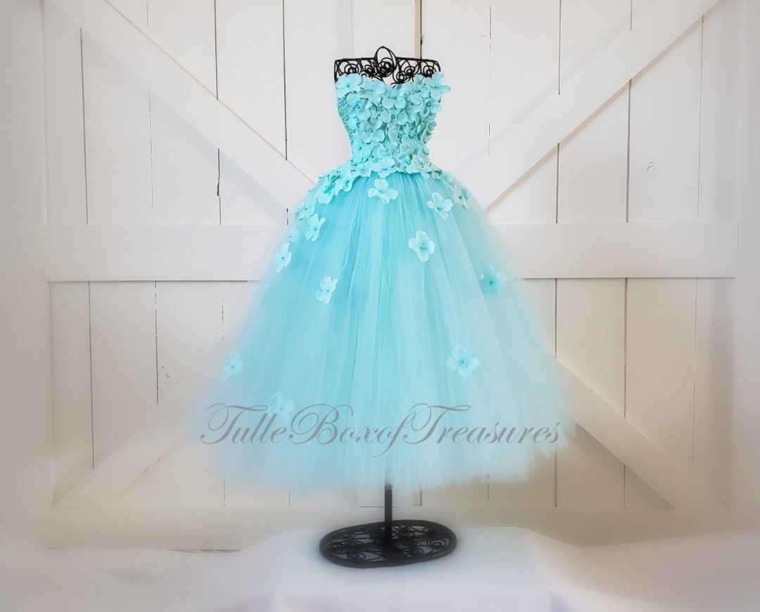 Aqua/light Blue Hydrangea Tulle Dress Strapless to Match Your - Etsy