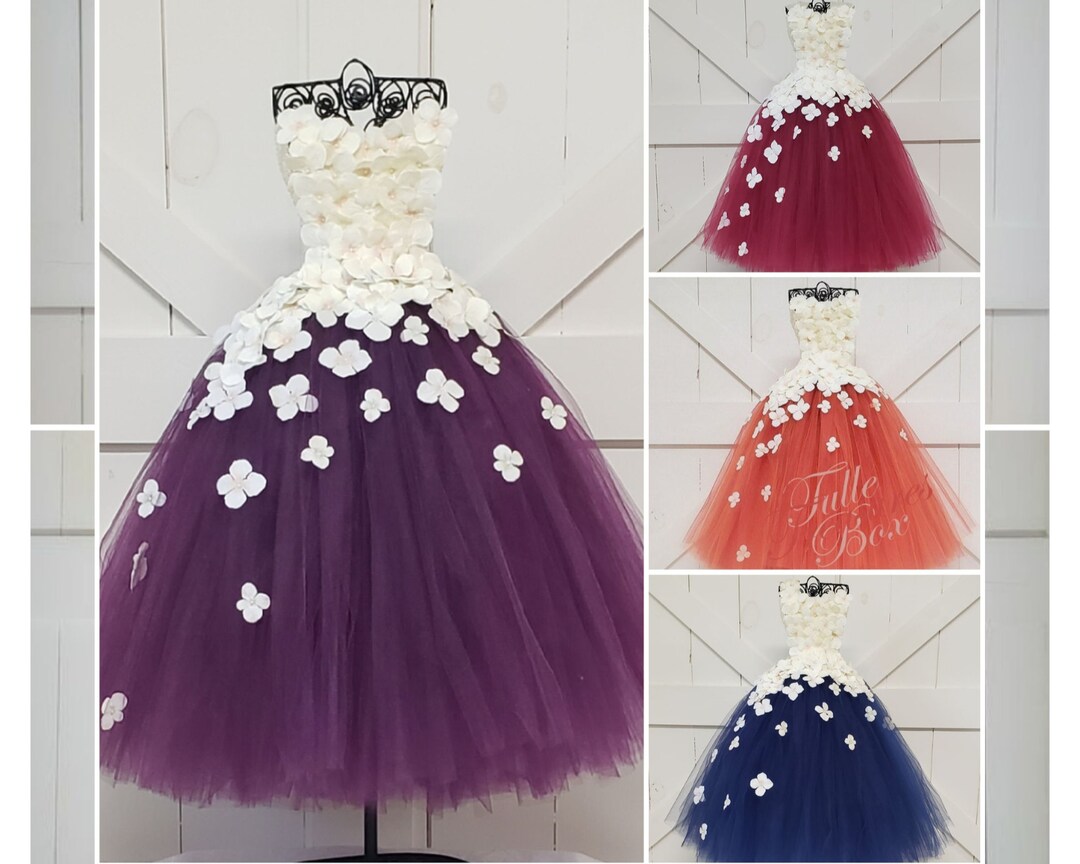 Fall-colored Hydrangea Tulle Dresses Also/unique Flower Girl Dress ...