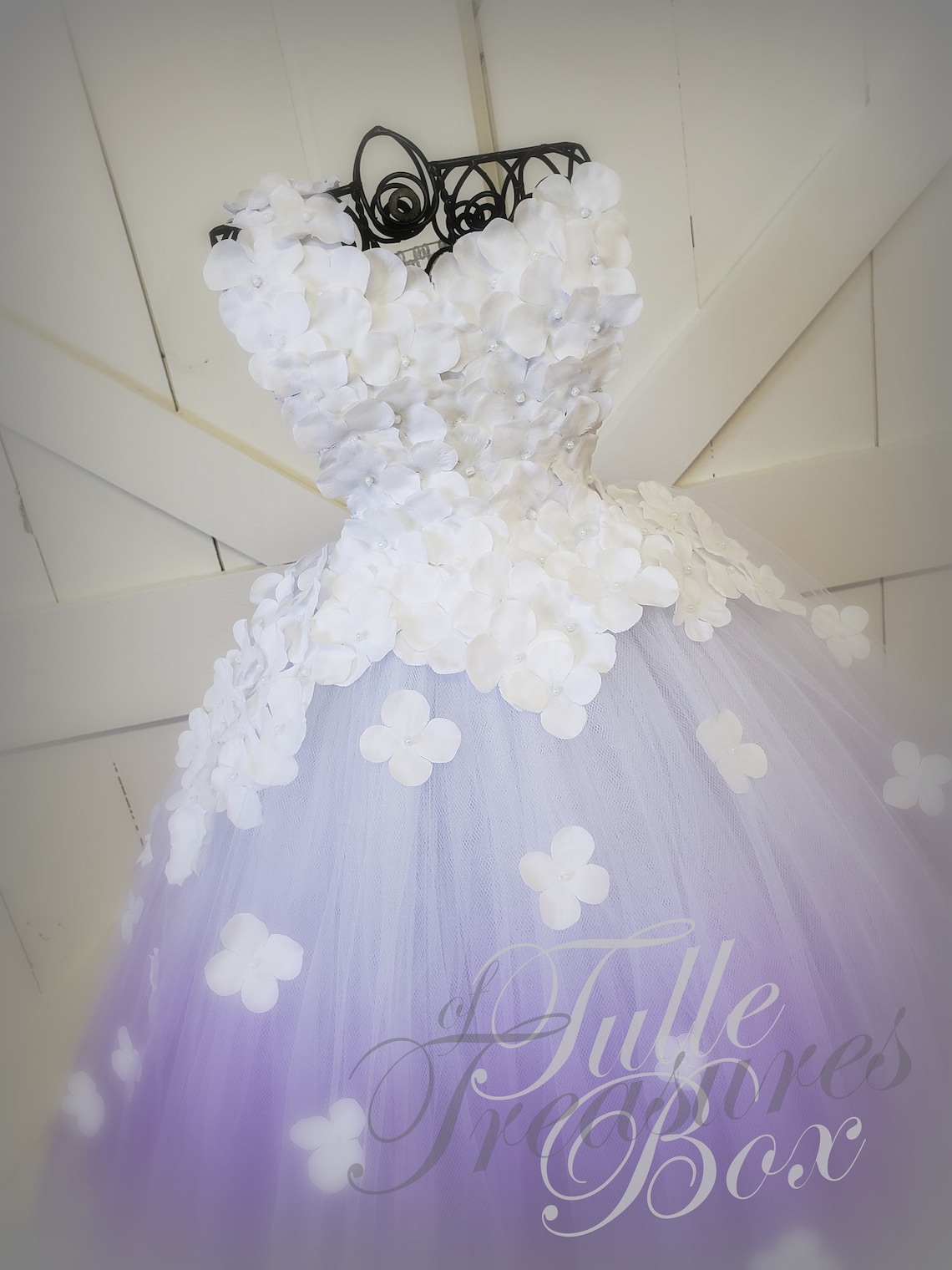 White & Purple Ombre Hydrangea Tulle Dress With One Flower - Etsy