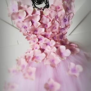 Shades of Pink Hydrangea Tulle Dress With Ribbon Straps/unique Flower ...