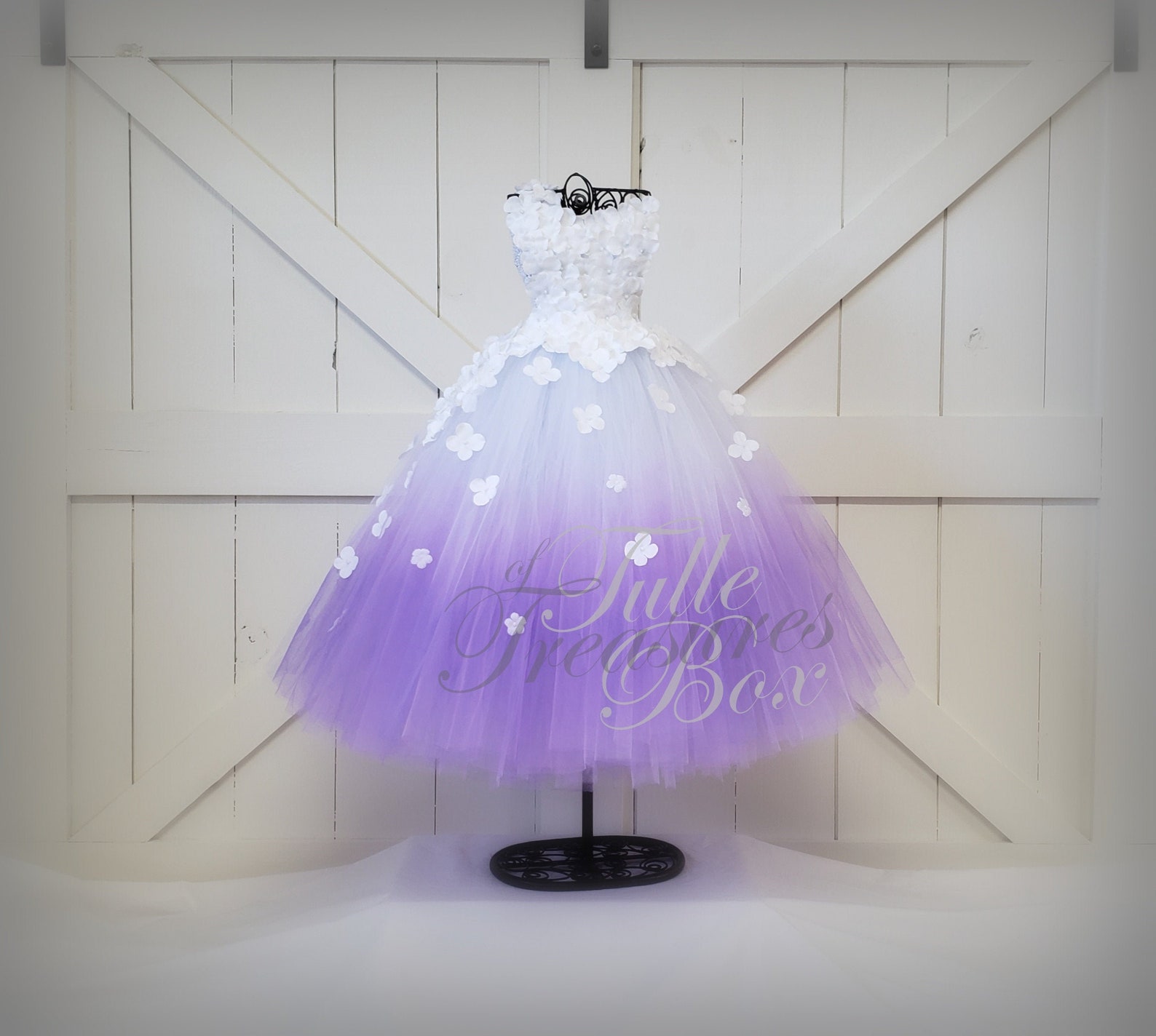 White & Purple Ombre Hydrangea Tulle Dress With One Flower - Etsy
