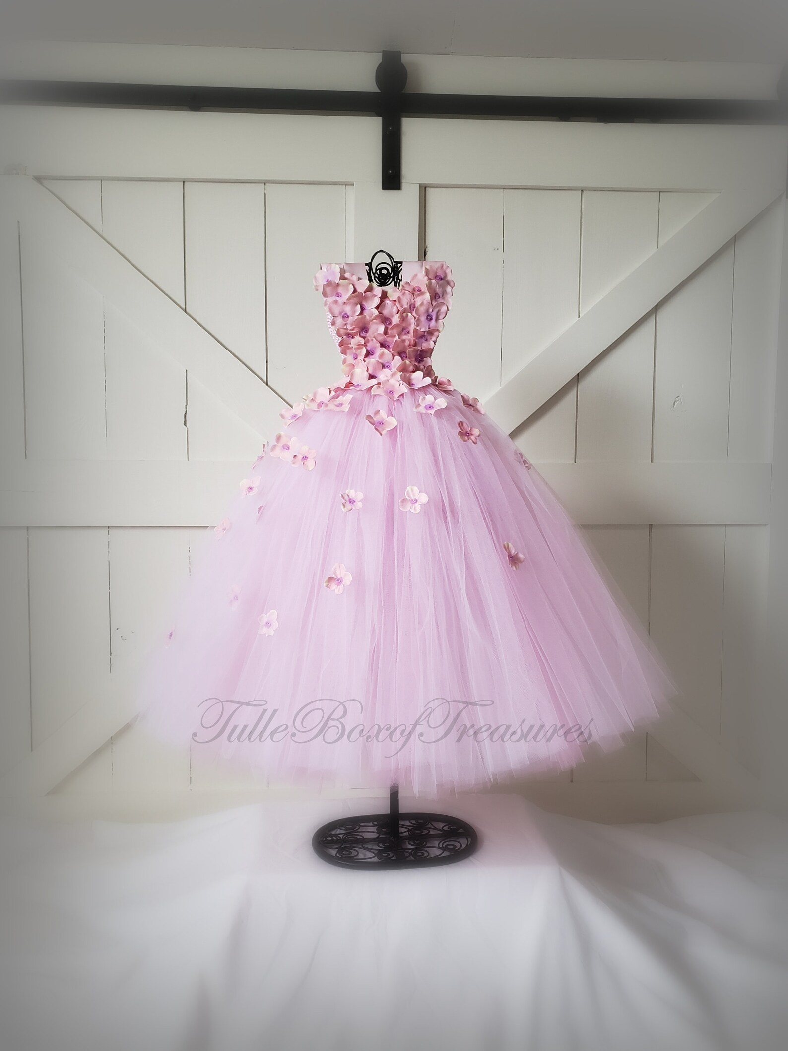 Shades of Pink Hydrangea Tulle Dress With Ribbon Straps/flower - Etsy