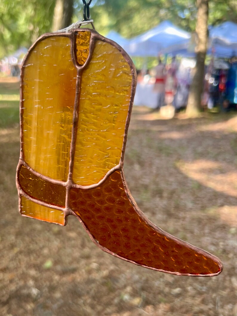 Stained Glass Western Boot Suncatcher - Etsy
