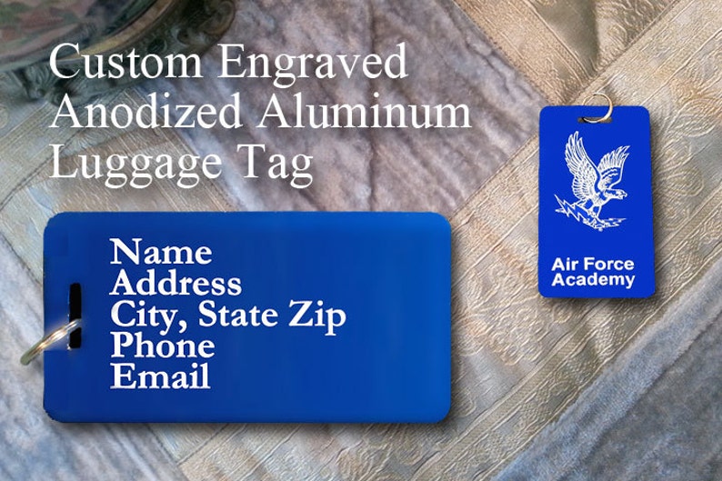 U.S. Air Force Academy Custom Engraved Luggage Tags, Laser Engraved ...