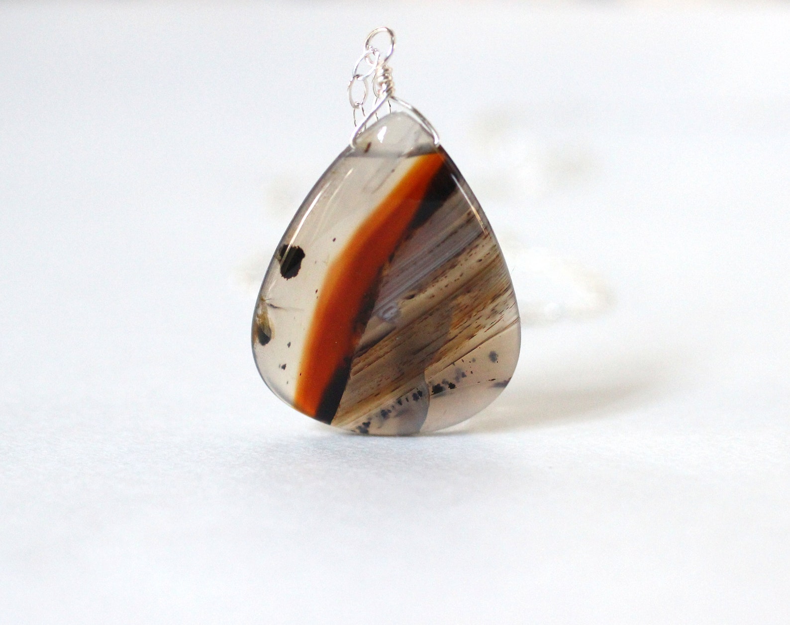 Montana Agate Pendant Natural Stone Statement Necklace - Etsy