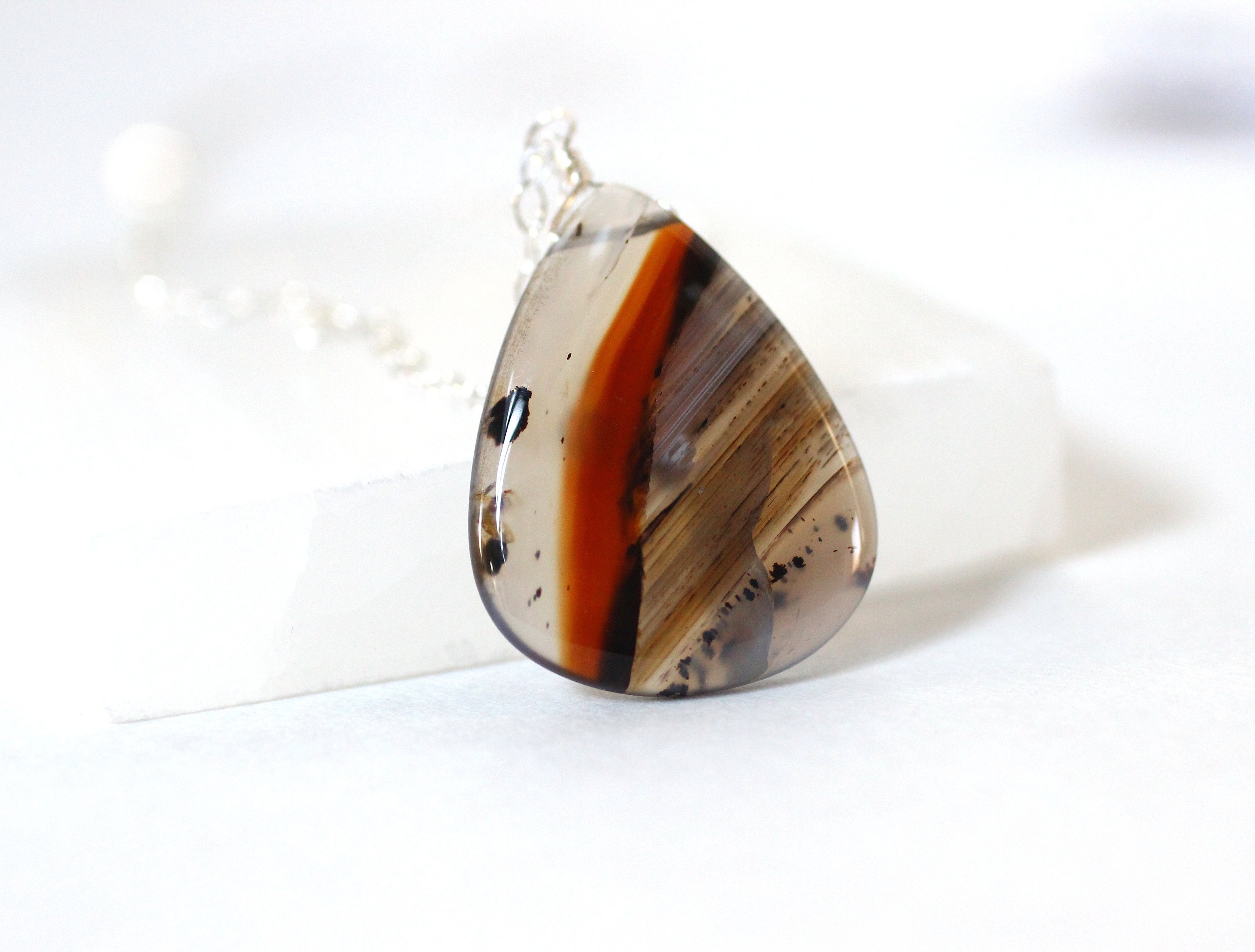 Montana Agate Pendant Natural Stone Statement Necklace - Etsy