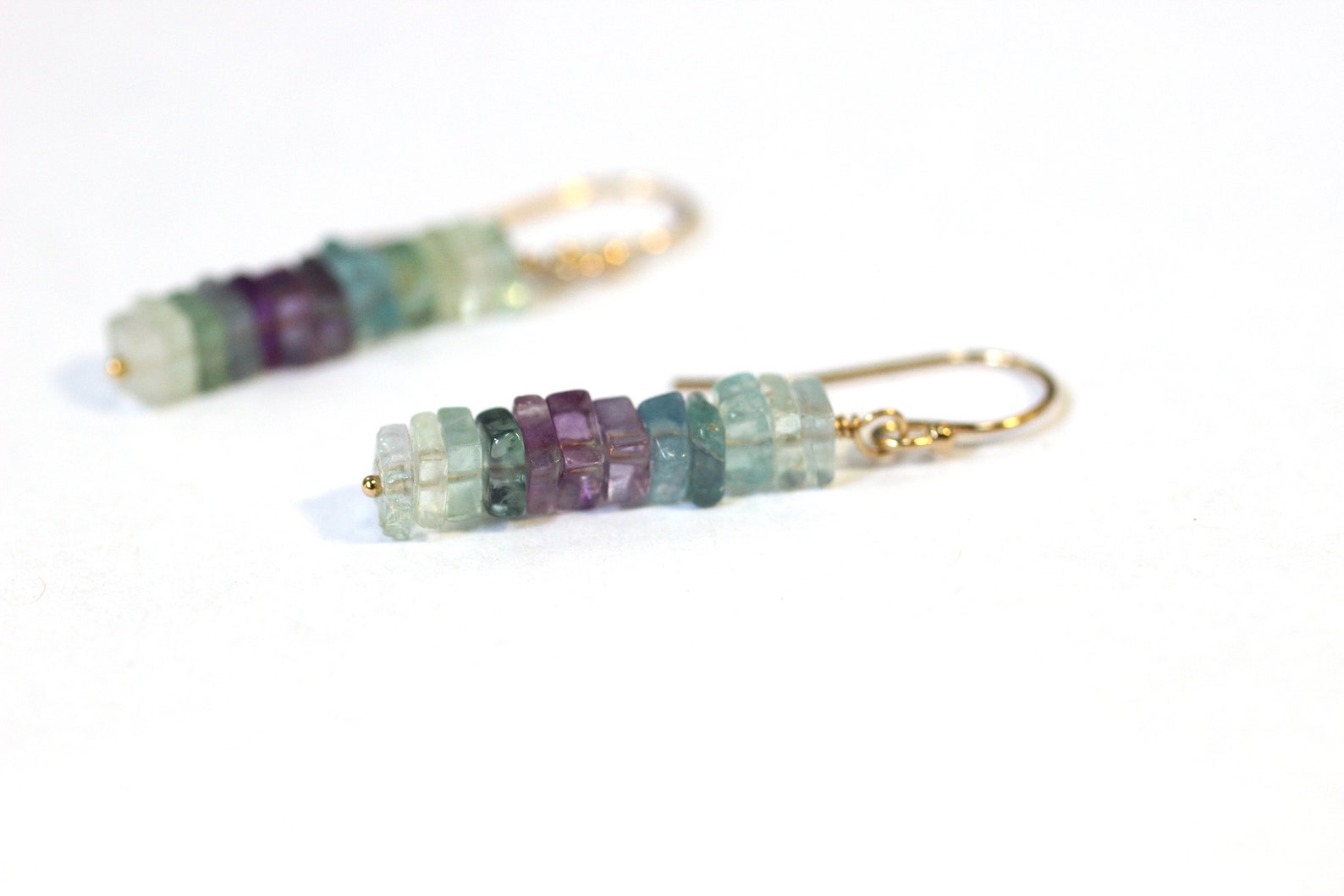 Fluorite Earrings Rainbow Fluorite Ombre Earrings Crystal - Etsy