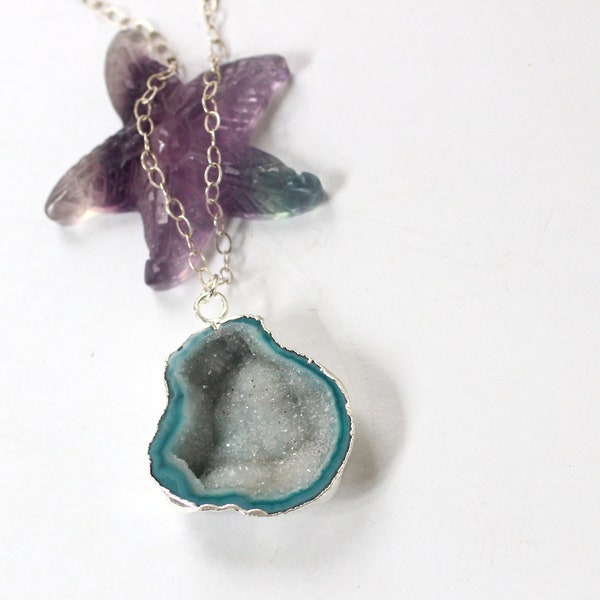 Green Geode Necklace - Etsy
