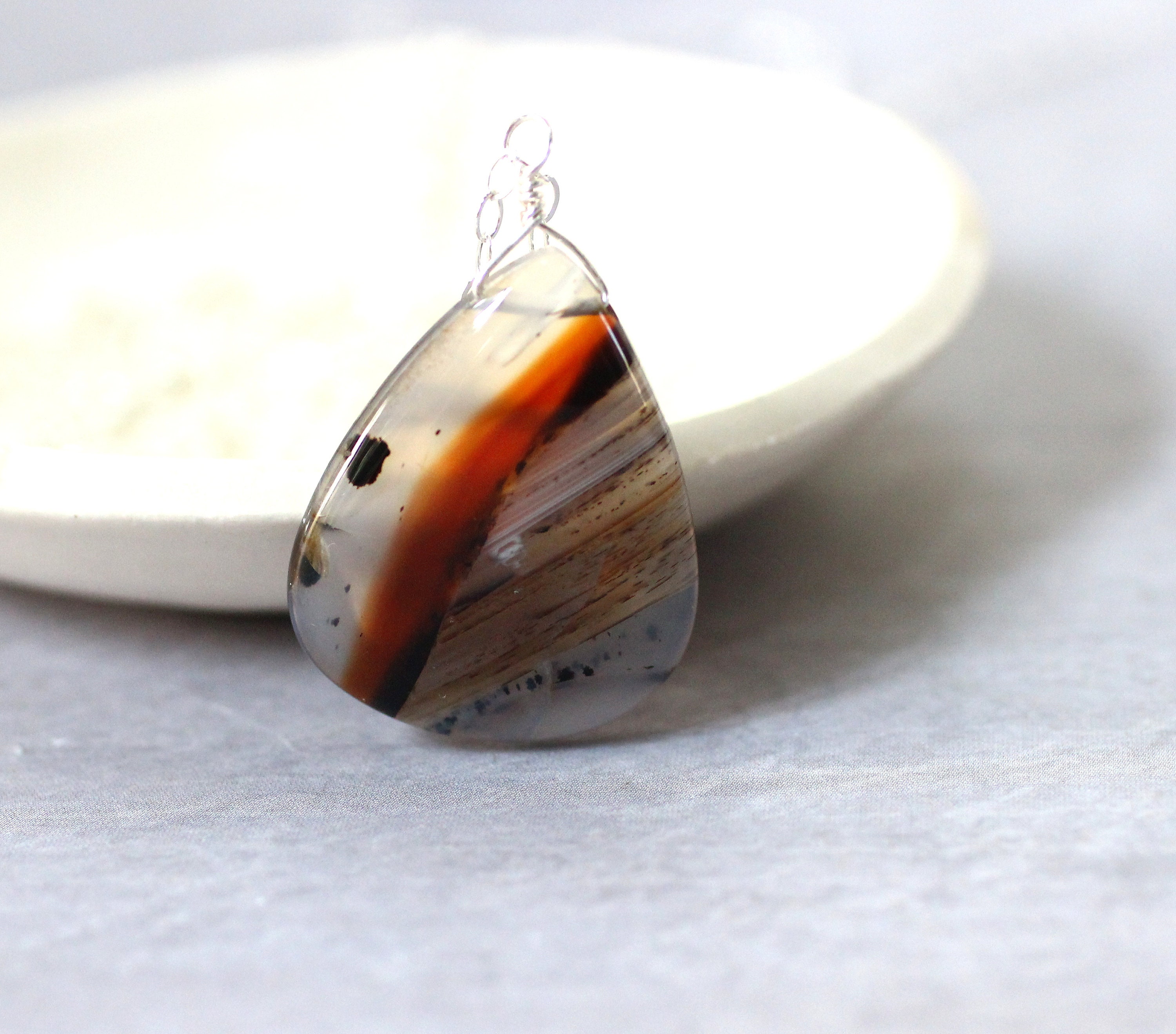 Montana Agate Pendant Natural Stone Statement Necklace - Etsy