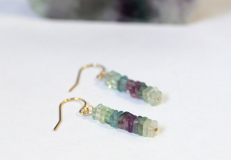Fluorite Earrings Rainbow Fluorite Ombre Earrings Crystal - Etsy