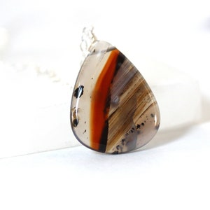 Montana Agate Pendant, Natural Stone Statement Necklace, Organic ...