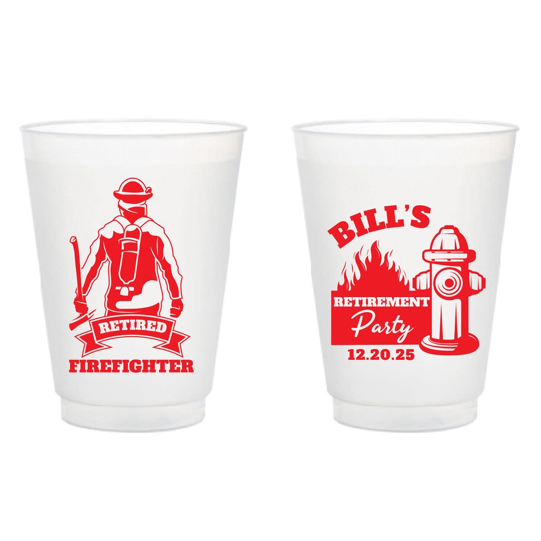 Firefighter Retirement Frosted Cup Favors, Custom Firefighter Frosted ...