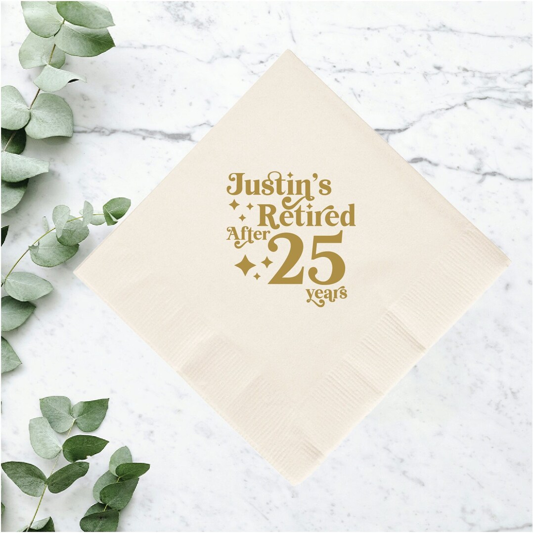 Custom Paper Napkin Retirement Party Favors, Personalized Retirement ...