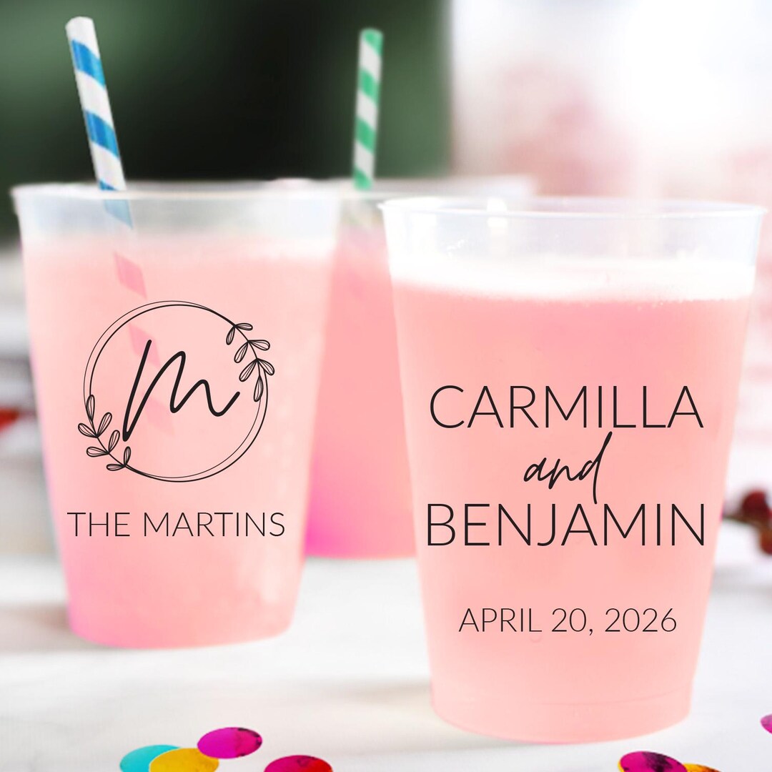 Custom Wedding Plastic Cups, Personalized Frosted Cup, Customized ...