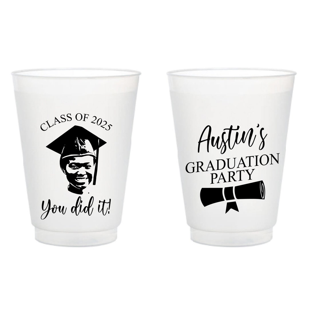 Custom Portrait Graduation Party Frosted Cups, Personalized Portrait ...