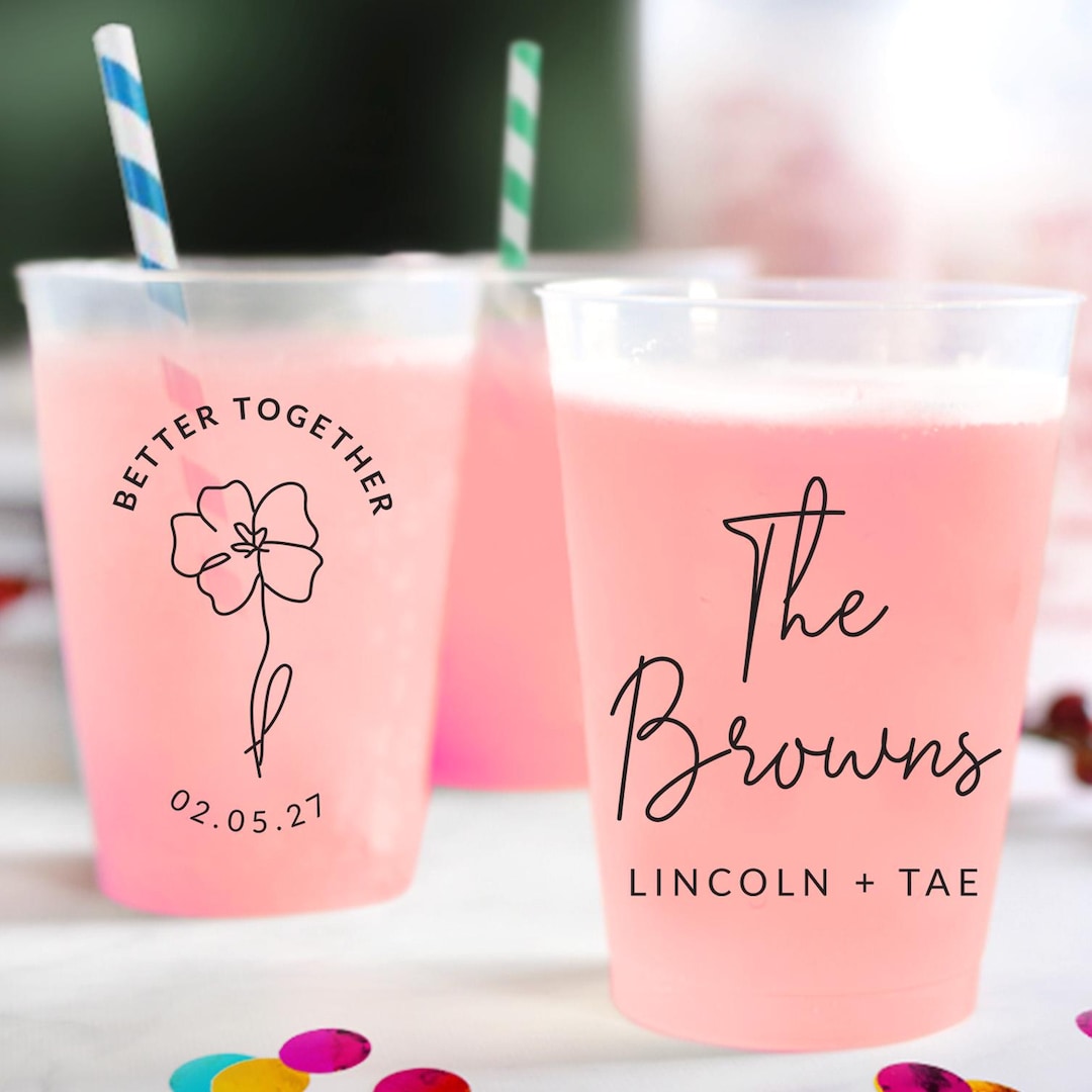 Custom Wedding Plastic Cups, Personalized Plastic Cup, Custom Frosted ...