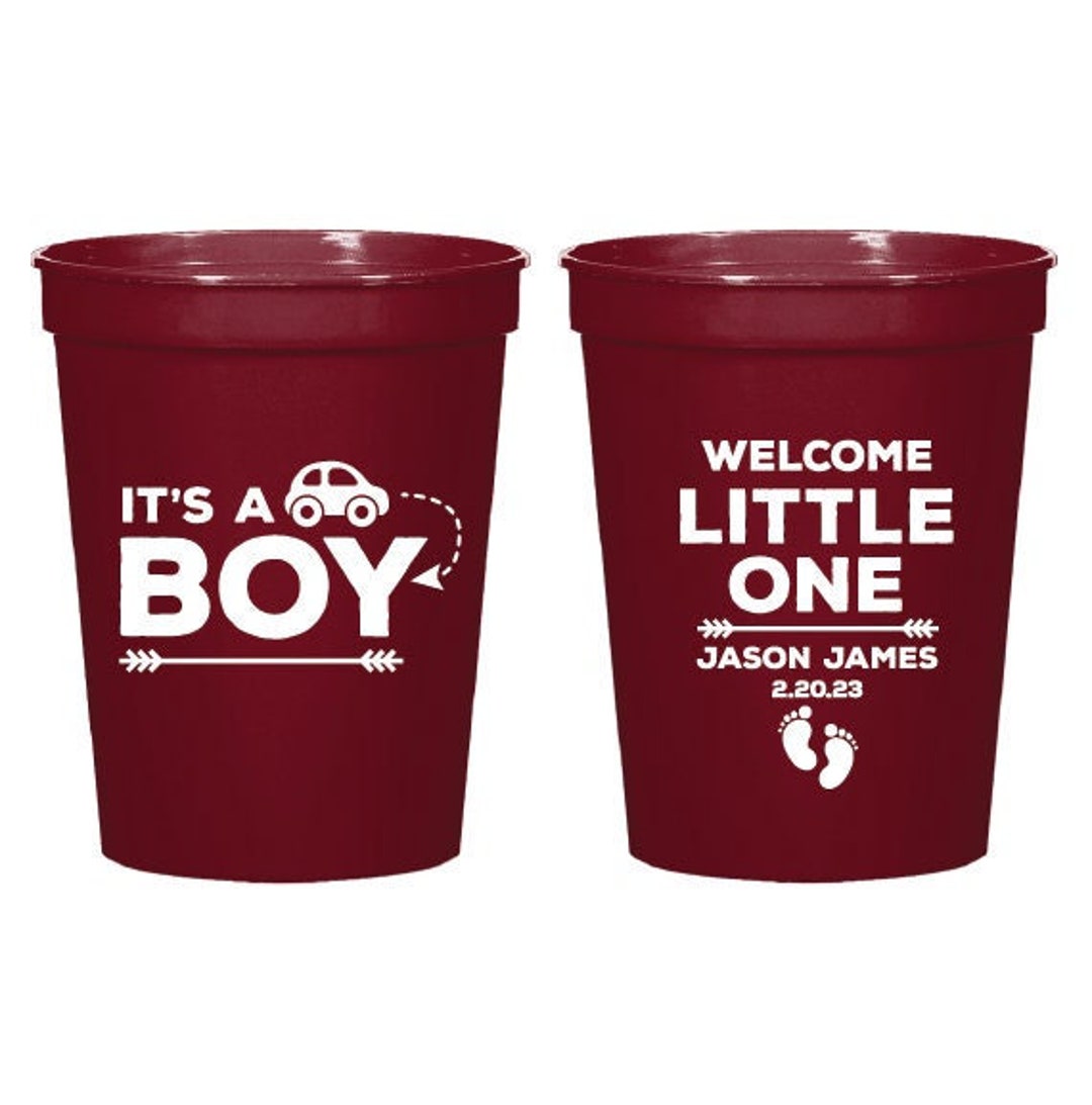 It's A Boy Custom Baby Shower Stadium Cups, Personalized Favor Baby ...