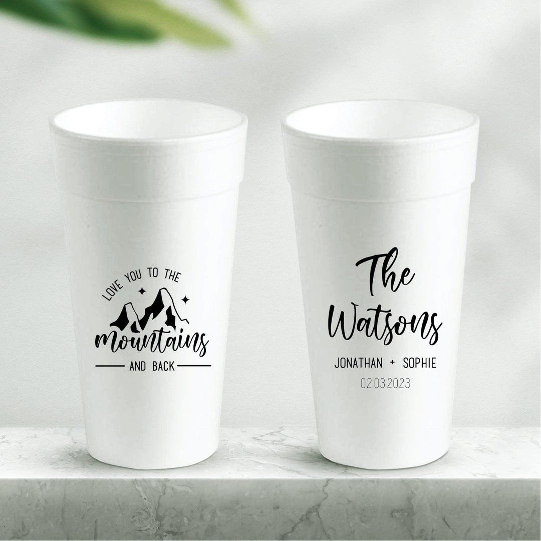 Customized Cups, Wedding Foam Cups, Wedding Foam Cup Favors, 20oz Foam ...