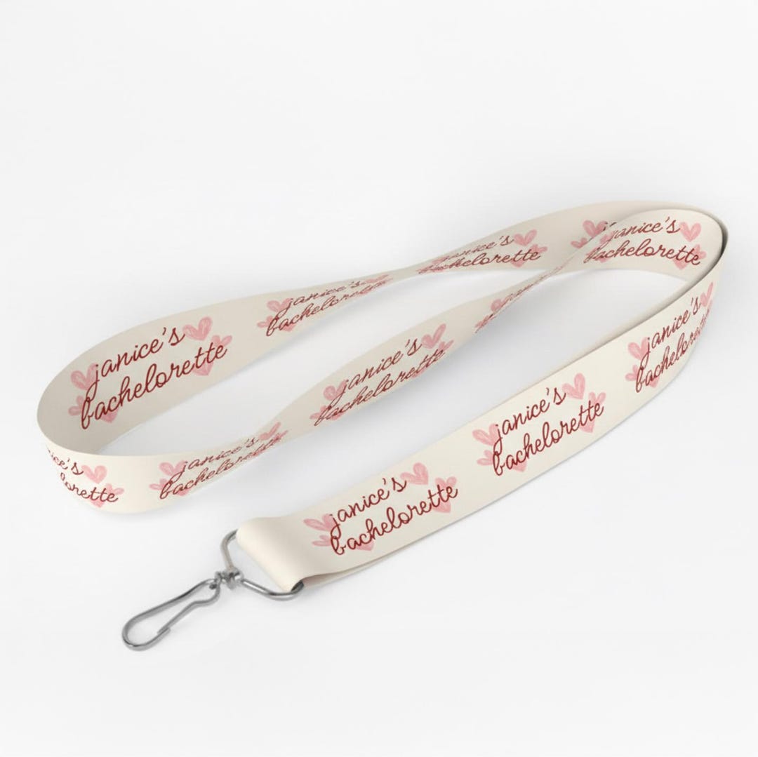 Cream Lanyard, Pink Text Lanyard, Custom Group Travel Lanyard, Event ...