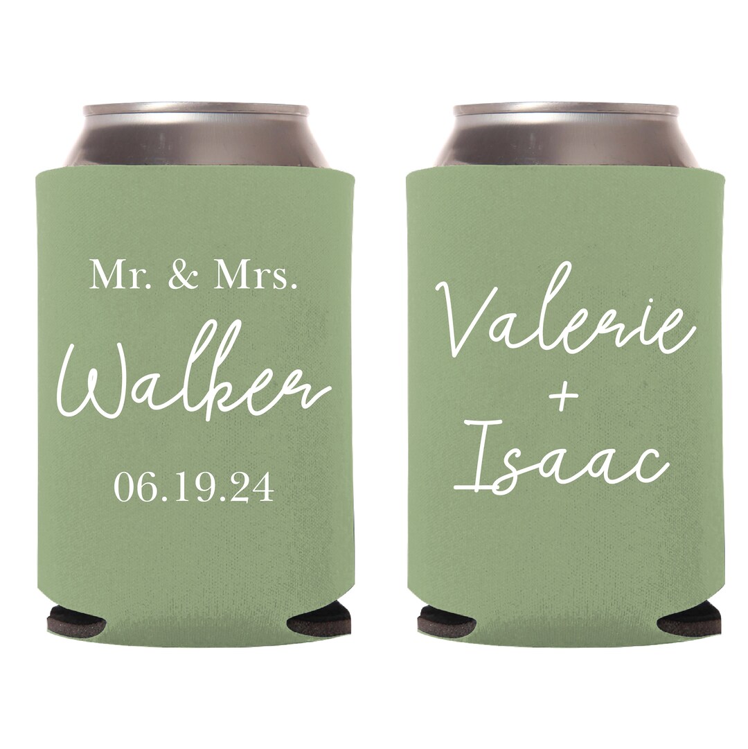Personalized Wedding Beer Hugger, Custom Wedding Can Coolers, Can ...