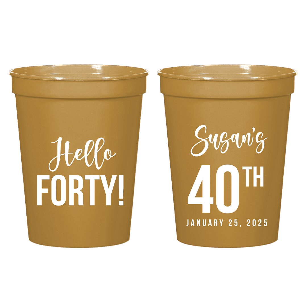 40th Birthday Favors, 16oz Customized Cups, Custom Birthday Cups ...