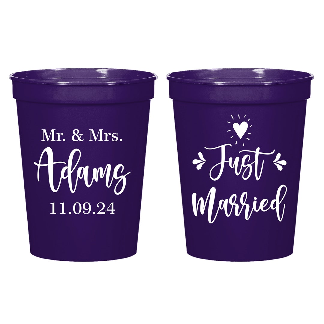 Just Married Stadium Cups, Customized Wedding Stadium Cups as Favors ...