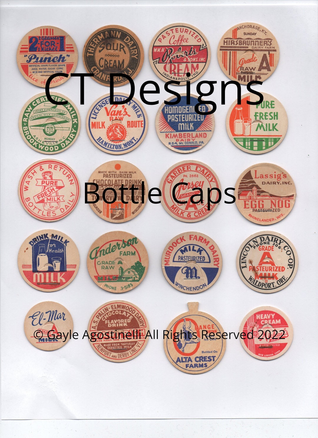 Vintage Bottle Caps - Digital Download - Etsy
