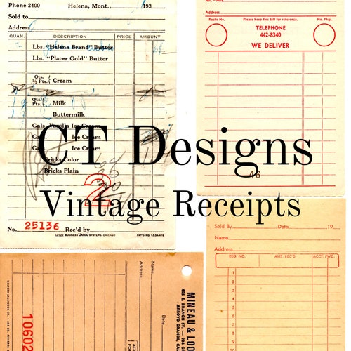Vintage Receipt Digital Download - Etsy